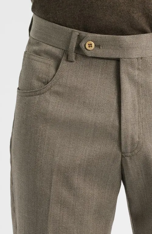 Zanella Parker Stretch Wool Trousers - Khaki