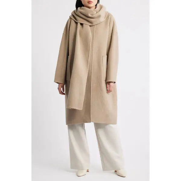 BOSS Chalet Wool-blend Double-face Coat With Scarf