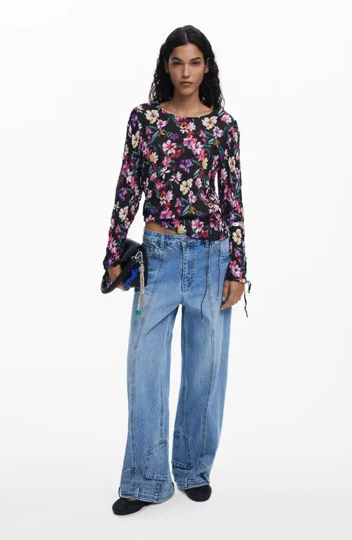 Desigual Floral Pintuck Top