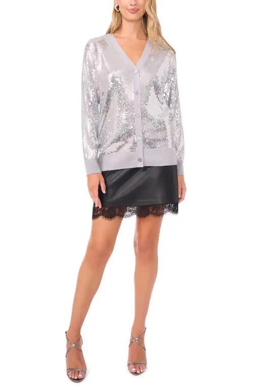 Vince Camuto Sequin Cardigan - Light Heather Grey