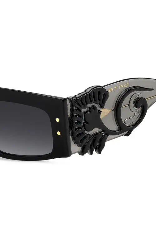 Etro Blossom 54mm Rectangular Sunglasses - Black/dark Grey Sf