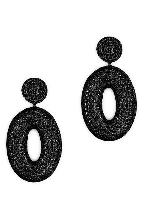 Deepa Gurnani Odeya Crystal Drop Earrings - Black