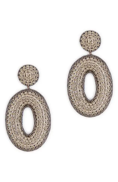 Deepa Gurnani Odeya Crystal Drop Earrings - Gunmetal
