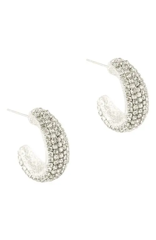 Deepa Gurnani Biles Crystal Hoop Earrings - Silver
