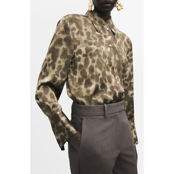 Mango Print Satin Shirt