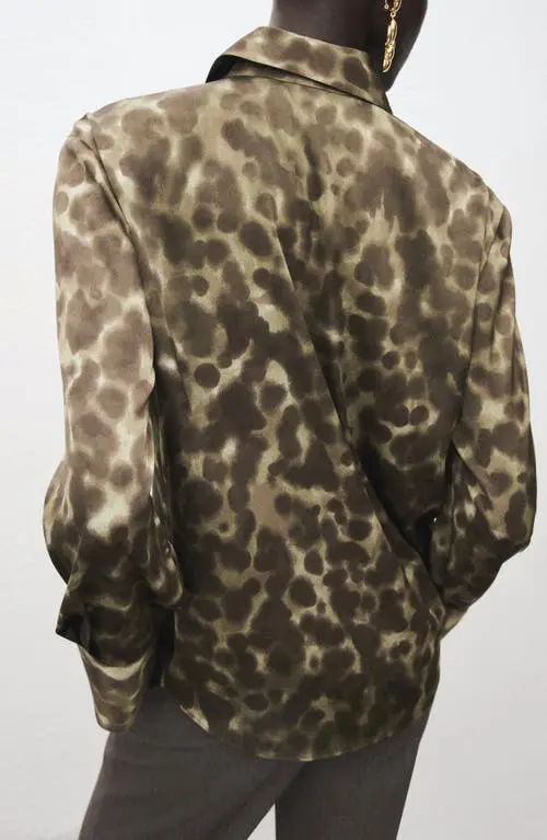 Mango Print Satin Shirt
