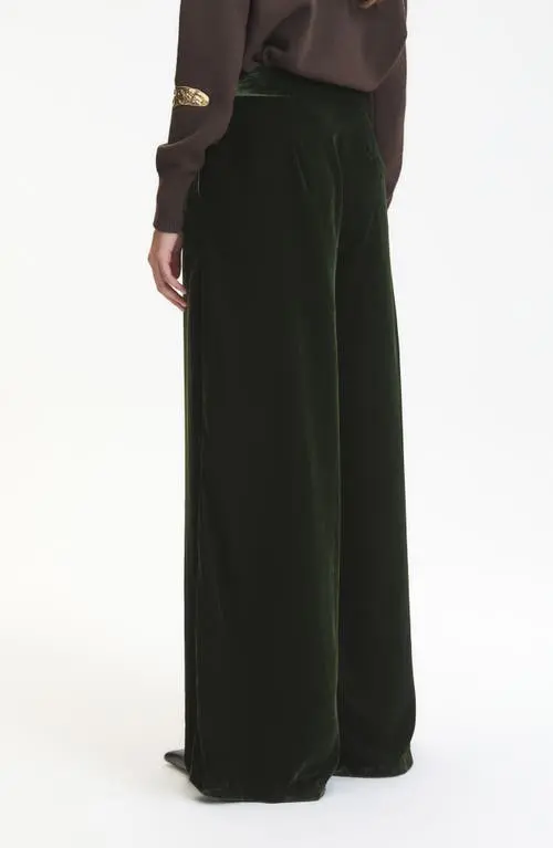 Deluc Daisy Velvet Wide Leg Pants - Basil Green