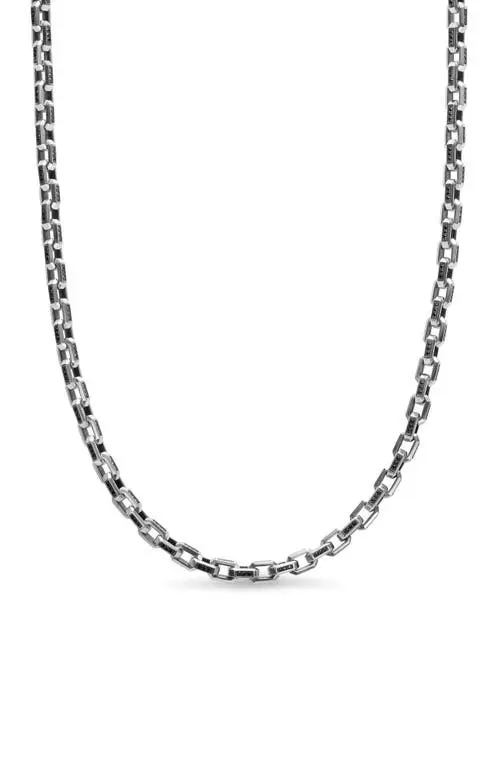 David Yurman Streamline® Sterling Silver & Black Diamond Link Necklace - Silver Pave