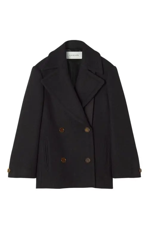 LANVIN Wool Double-breasted Pea Coat - Anthracite