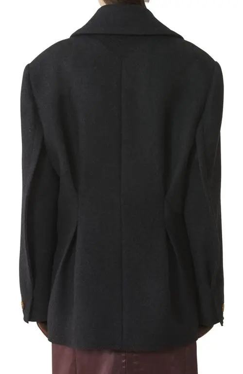 LANVIN Wool Double-breasted Pea Coat - Anthracite