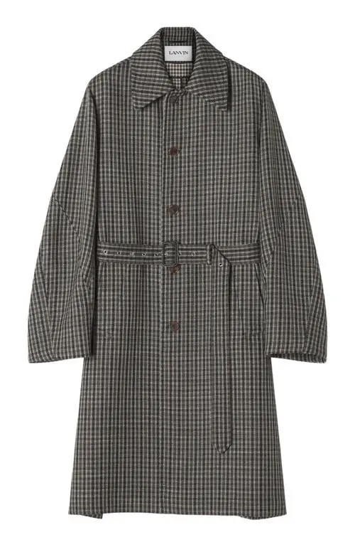 LANVIN Checked Wool Car Coat
