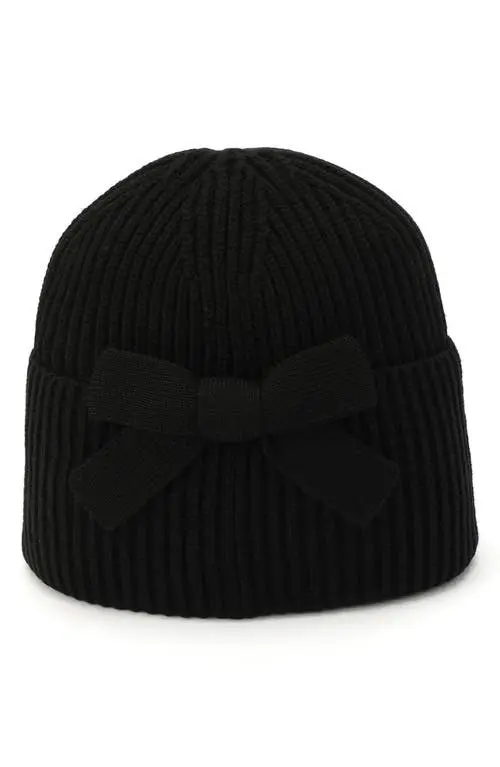 Kate Spade New York Ribbed Beanie With Bow - Black