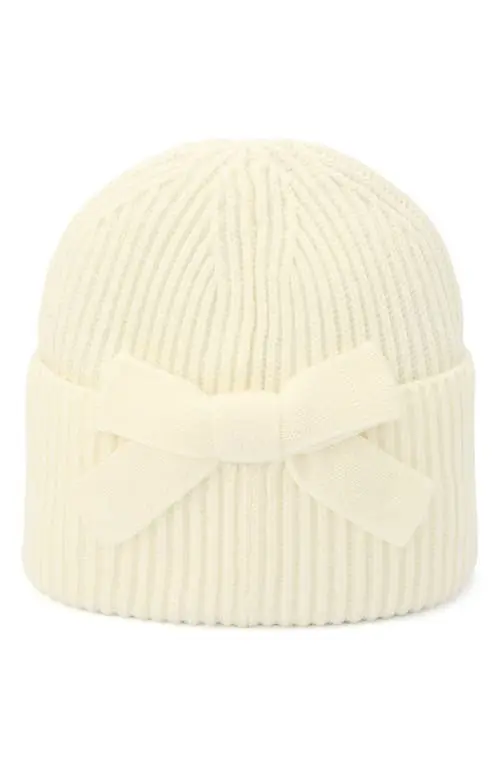 Kate Spade New York Ribbed Beanie With Bow - Cream