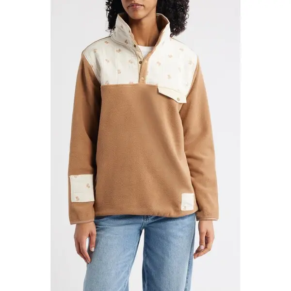 HAPPY CAMP3R Campy Dreams Fleece Quarter Snap Pullover - Khaki