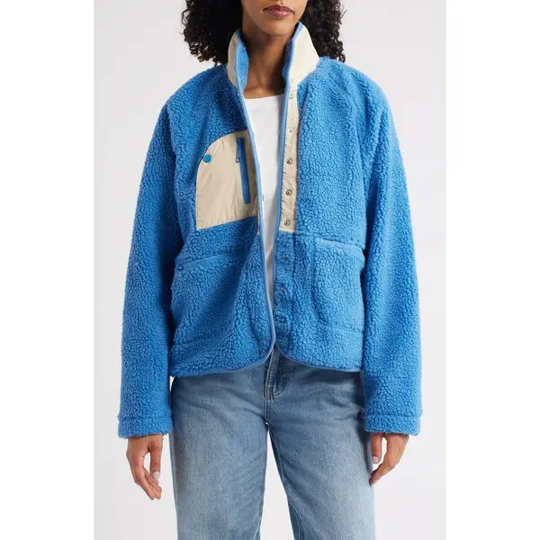HAPPY CAMP3R Fleece Quarter Snap Pullover - Denim Blue