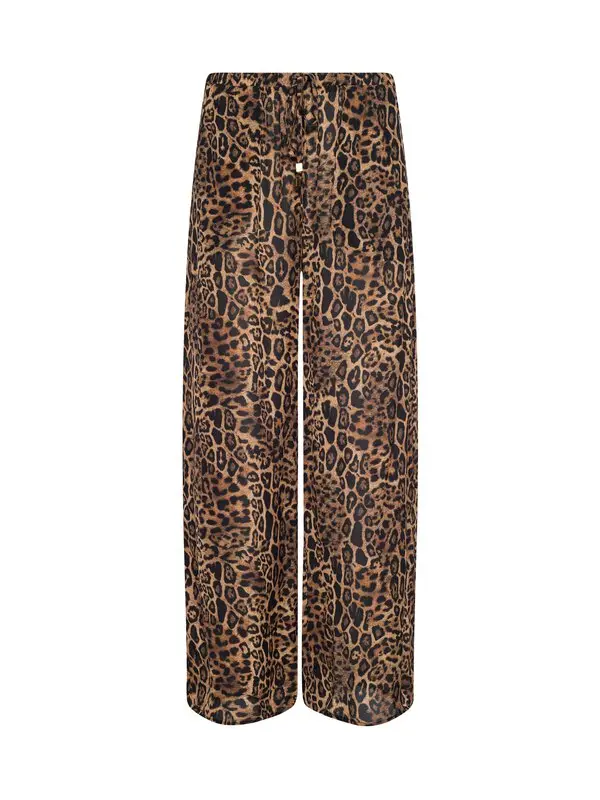 L'Agence Geraldine Cover-up Pants - Brown Multi Patch Leopard