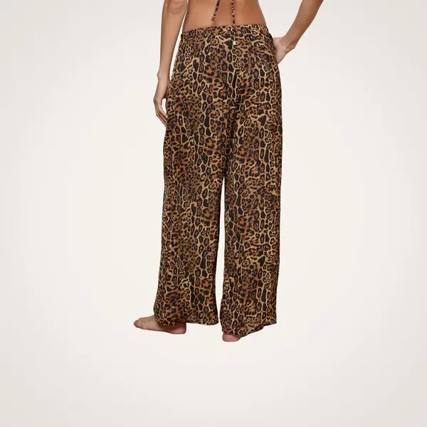 L'Agence Geraldine Cover-up Pants - Brown Multi Patch Leopard