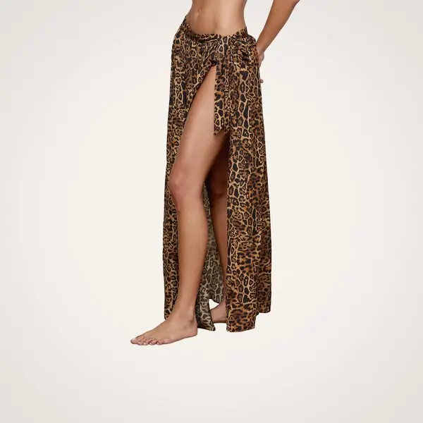 L'Agence Klaire Leopard Print Cover-up Skirt