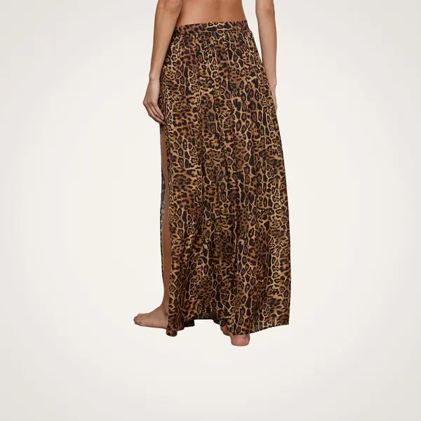 L'Agence Klaire Leopard Print Cover-up Skirt