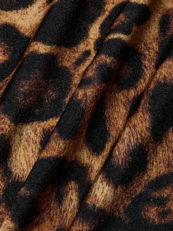 L'Agence Sirena Halter Bikini Top - Brown Multi Patch Leopard