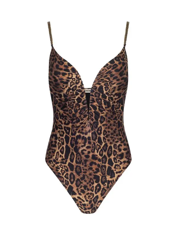 L'Agence Lilou One-piece Swimsuit - Brown Multi Patch Leopard