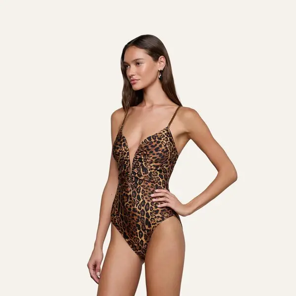 L'Agence Lilou One-piece Swimsuit - Brown Multi Patch Leopard