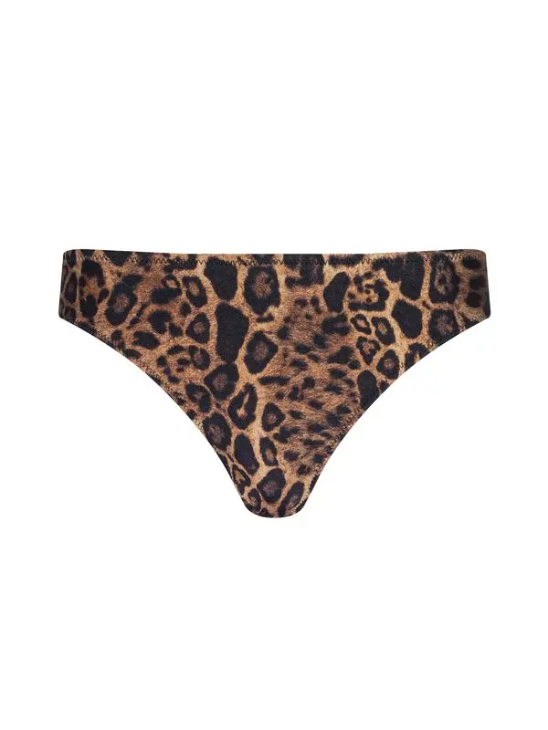 L'Agence Nicole Bikini Bottom - Brown Multi Patch Leopard