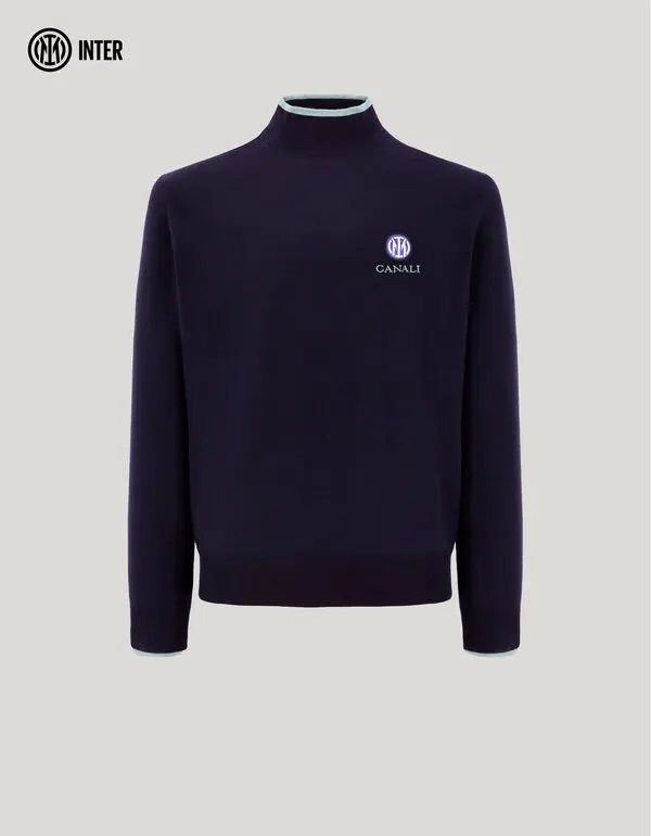 Canali Pure Wool Mock Neck Sweater - Blue