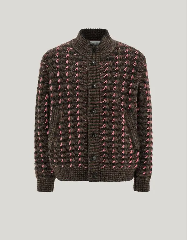 Canali Patterned Alpaca And Wool Blend Cardigan