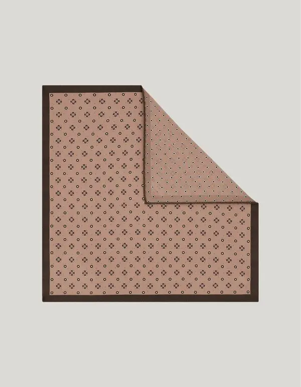 Canali Silk Double Print Pocket Square - Pink