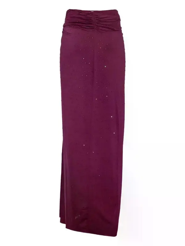 Andamane Zohra Crystal Draped Maxi Skirt - Red