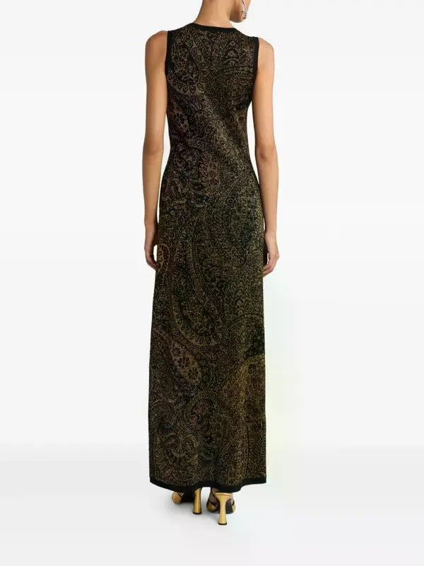 Etro Paisley Motif Sleeveless Maxi Dress - Black