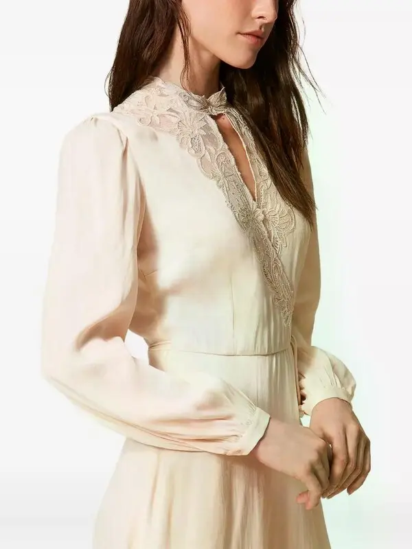 TWINSET Lace-insert Wrap Dress