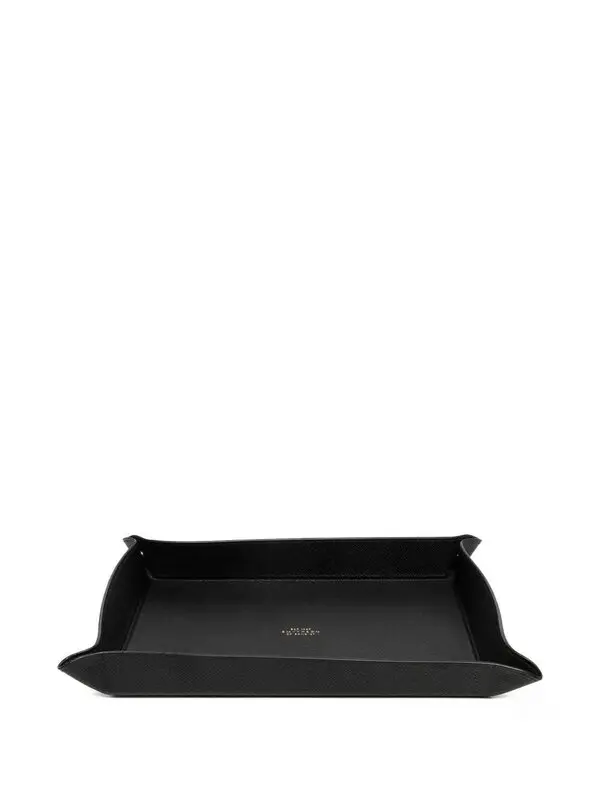 Smythson Logo-stamp Leather Tray - Black