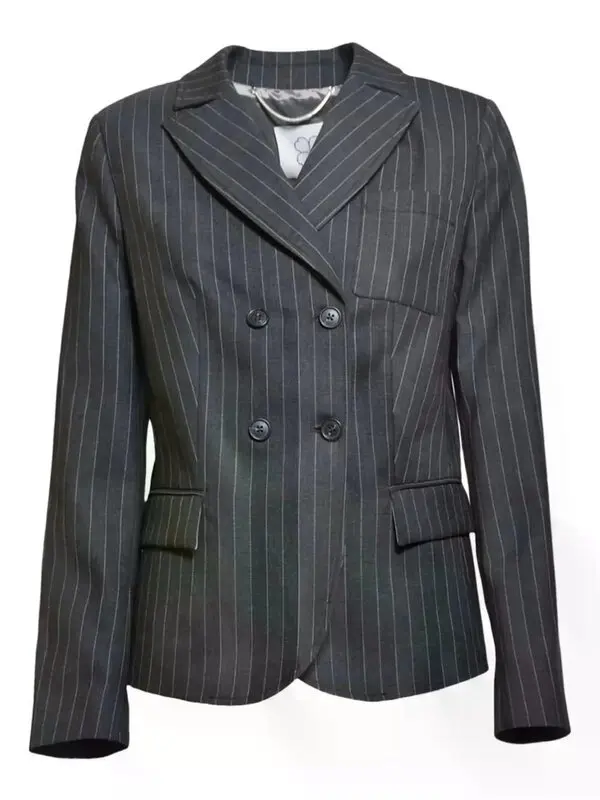 True Royal Pinstripe Pattern Double-breasted Blazer