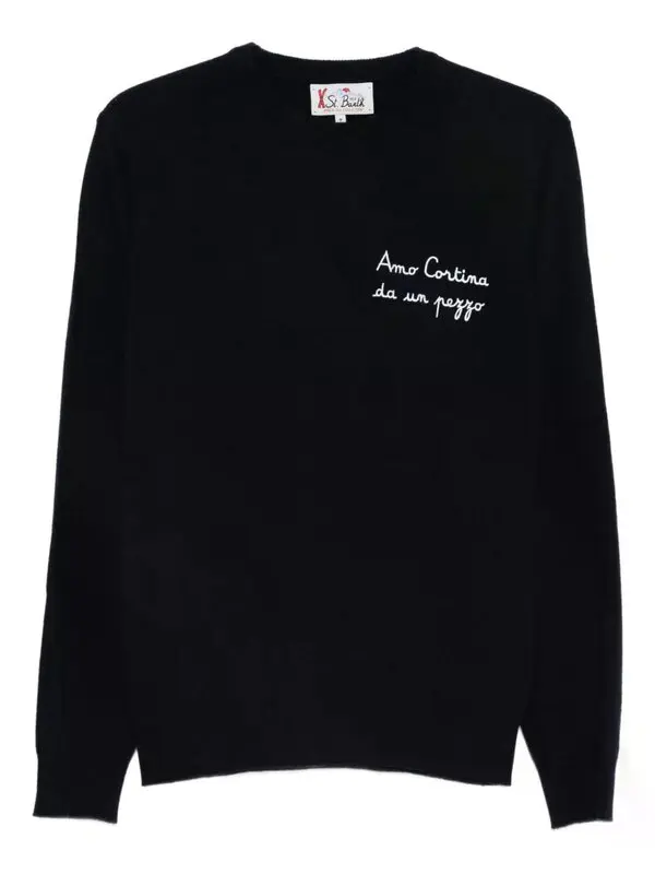 MC2 SAINT BARTH Embroidered Crew Neck Sweater - Black