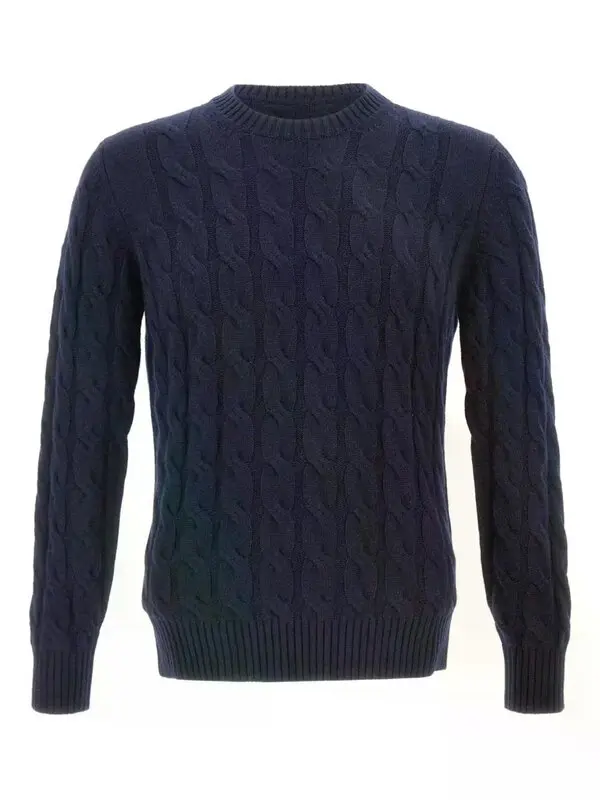KANGRA Cable Knit Crew-neck Sweater - Blue