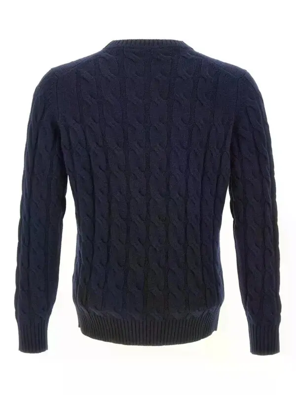 KANGRA Cable Knit Crew-neck Sweater - Blue