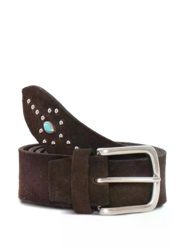 ALBERTO LUTI Suede Studded Belt - Brown