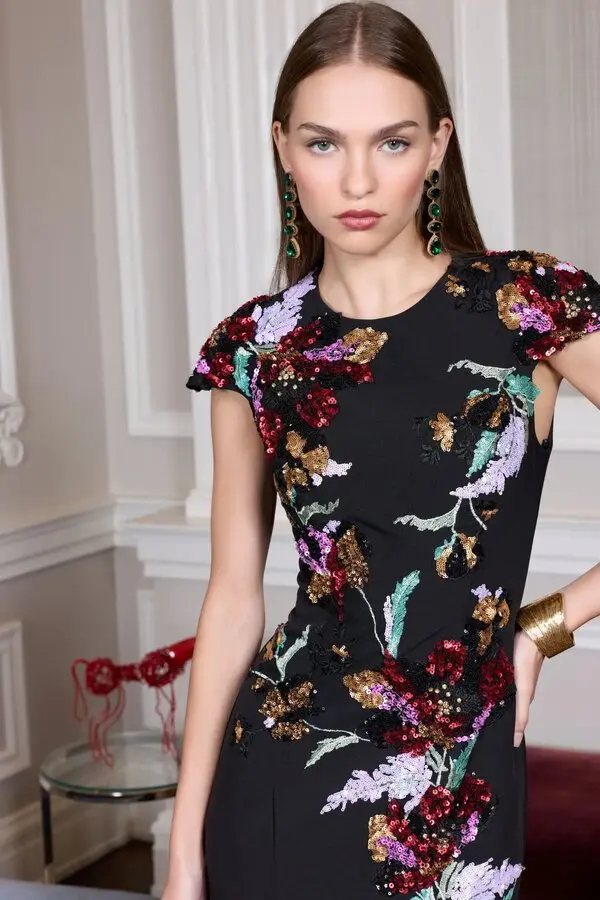 Mac Duggal Floral Sequin Embellished Trumpet Gown