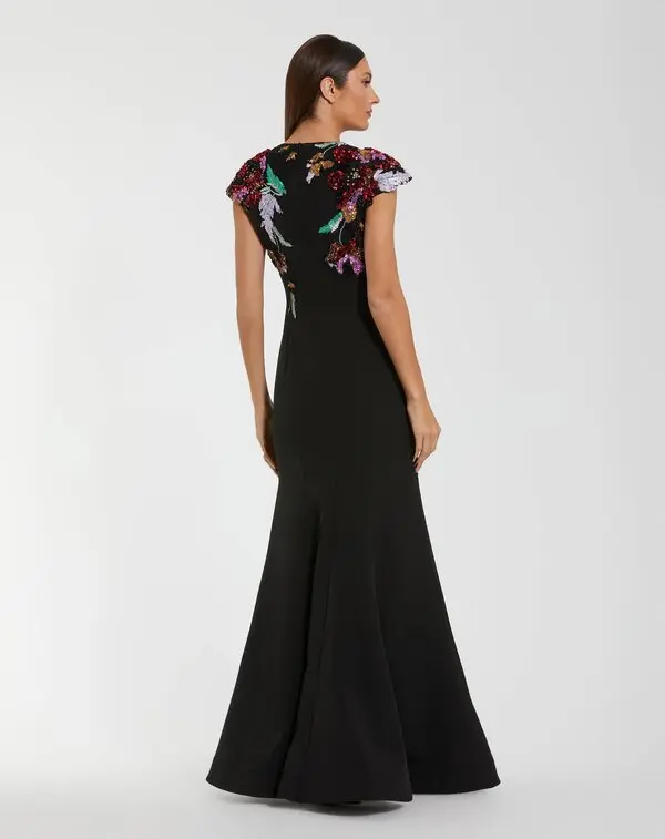 Mac Duggal Floral Sequin Embellished Trumpet Gown