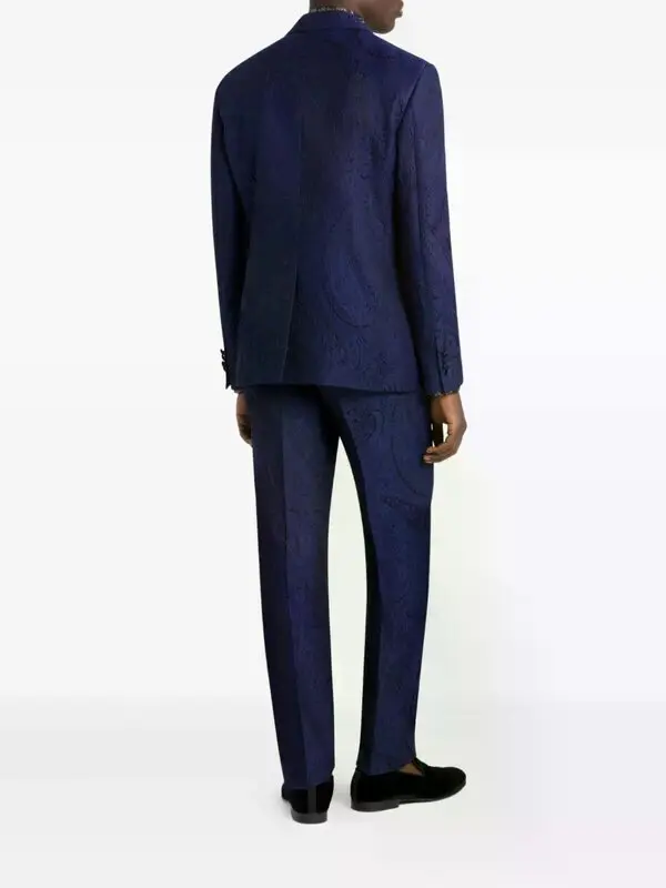 Etro Jacquard Paisley Single-breasted Jacket - Blue