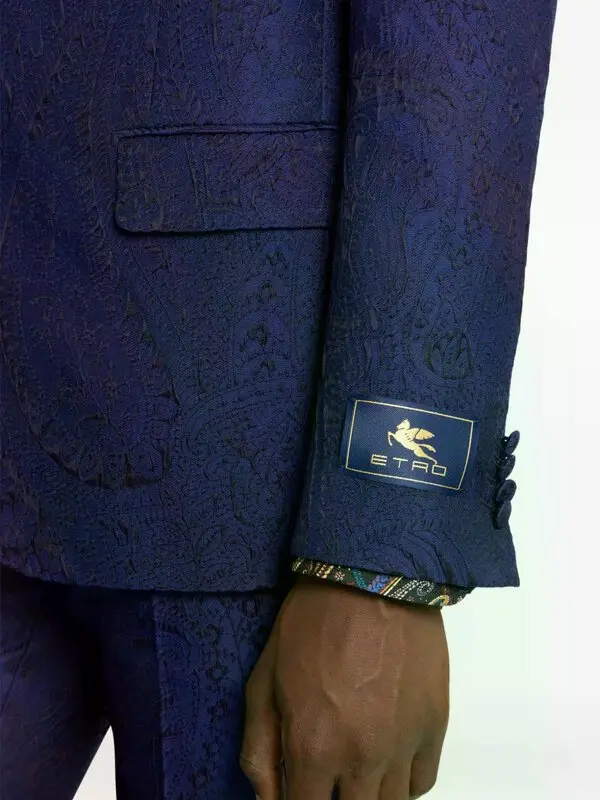 Etro Jacquard Paisley Single-breasted Jacket - Blue
