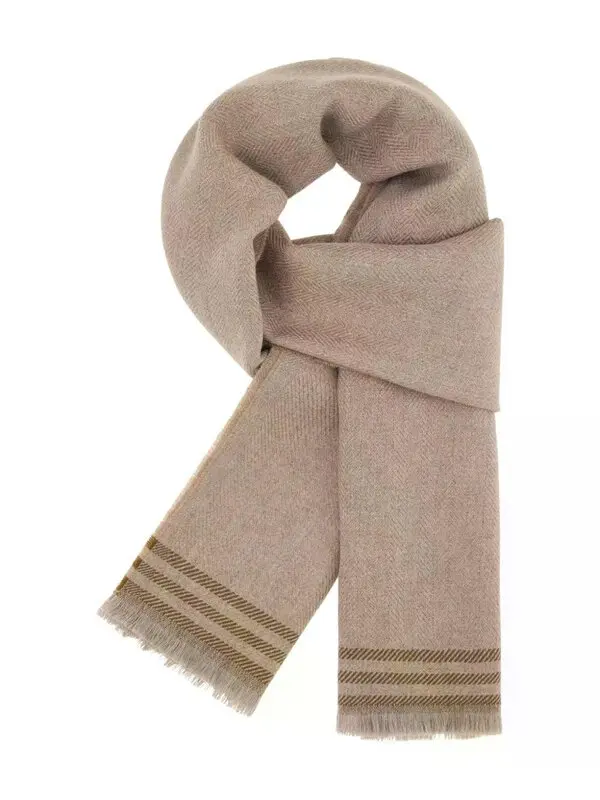 Boggi Milano Herringbone Striped Scarf - Neutrals