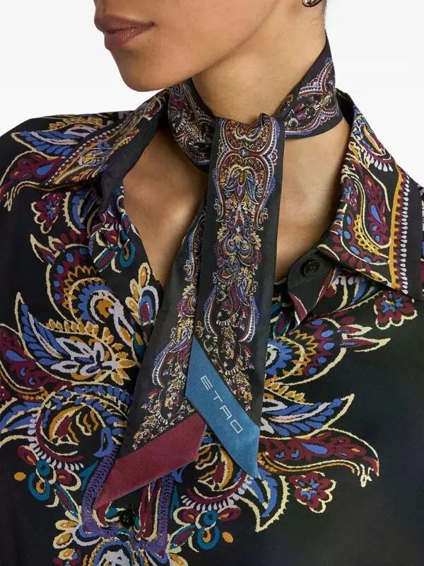 Etro Silk Paisleyina With Placed Paisley Foliage Print