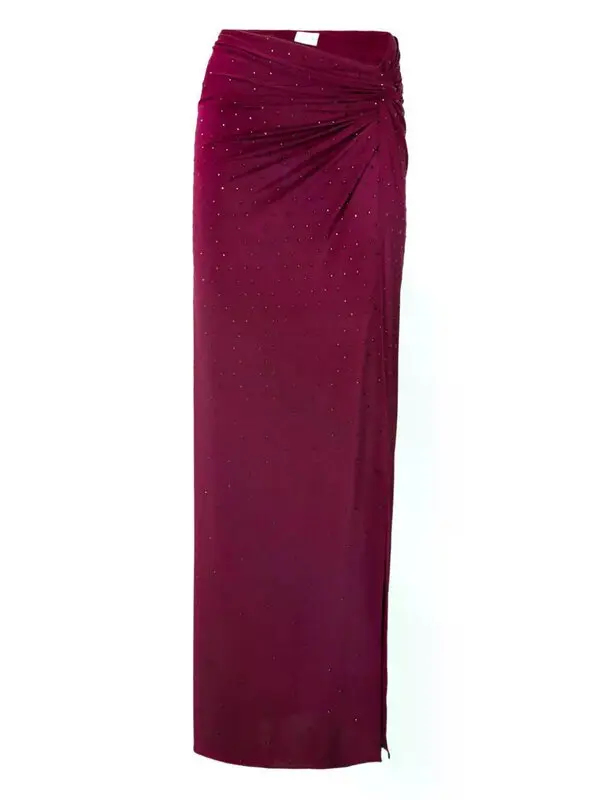 Andamane Zohra Crystal Draped Maxi Skirt - Red