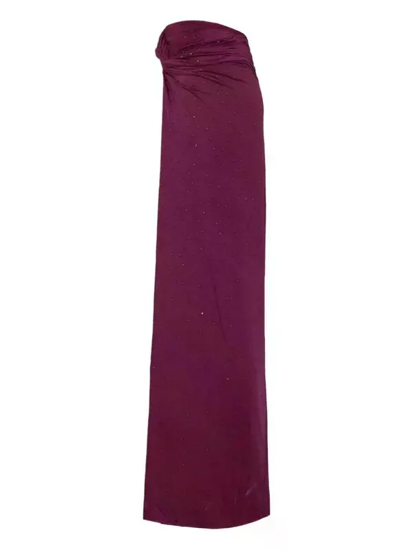 Andamane Zohra Crystal Draped Maxi Skirt - Red