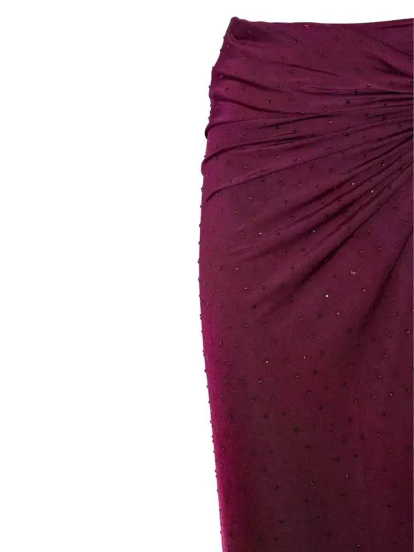 Andamane Zohra Crystal Draped Maxi Skirt - Red