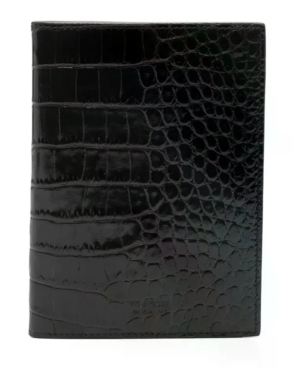 TOM FORD Crocodile-effect Leather Wallet - Brown