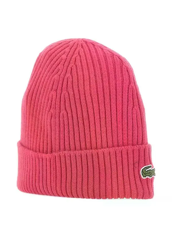 Lacoste Ribbed Logo-patch Beanie Hat